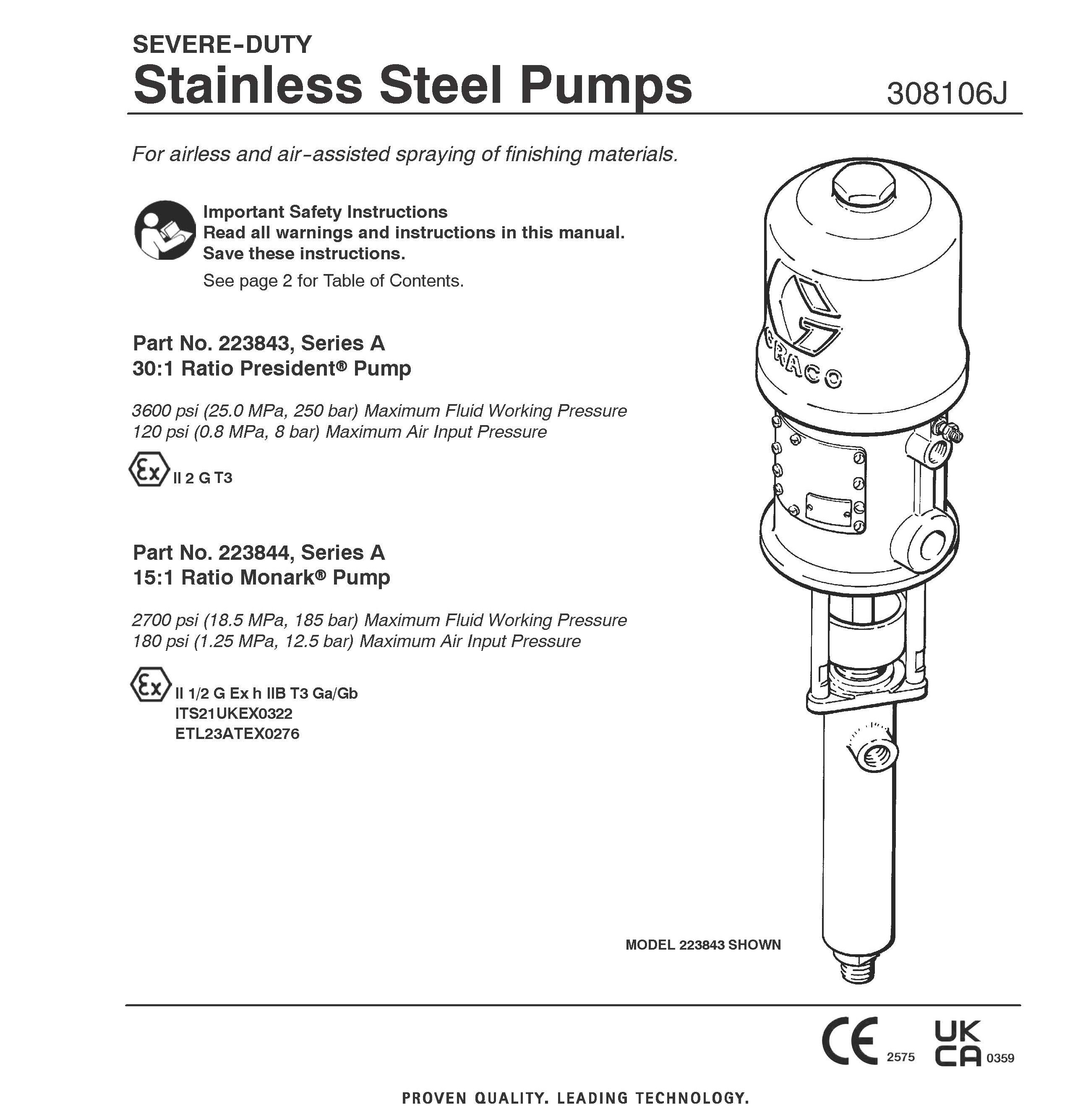 Severe Duty Stainless Steel Displacement Pump, Series B | Spray ...